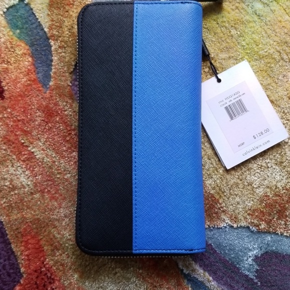 Calvin Klein | Bags | Calvin Klein Leather Smiley Blueblack Wallet ...